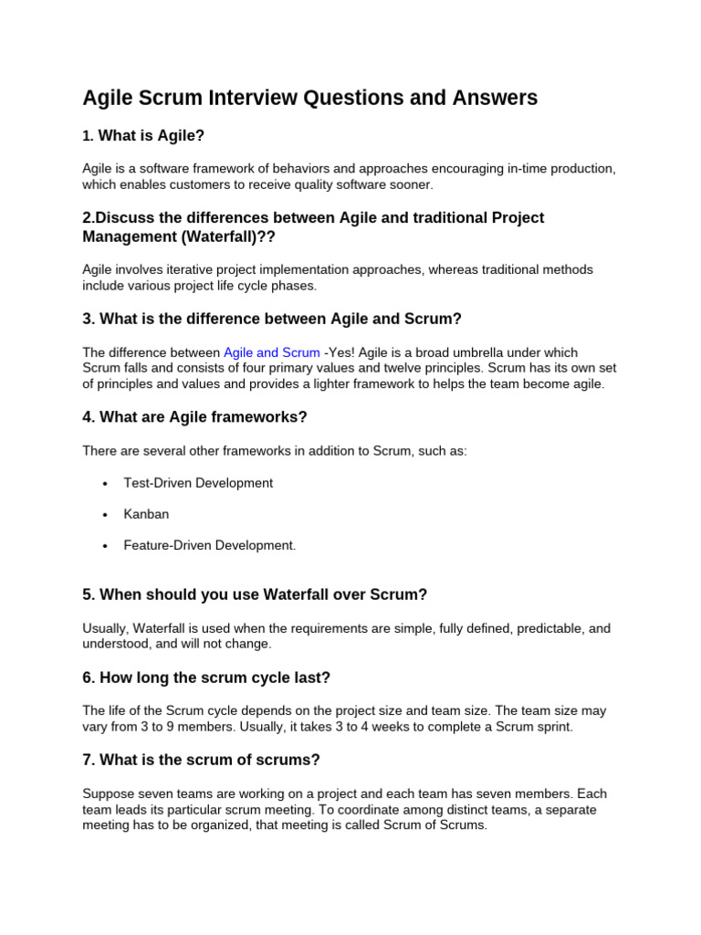 60 Top Agile Interview Questions1 | PDF | Agile Software Development | Scrum (Software Development)