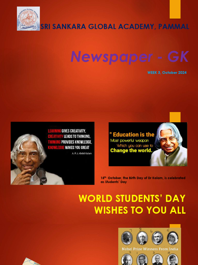 Newspaper GK - October - Week3 - Quiz | PDF