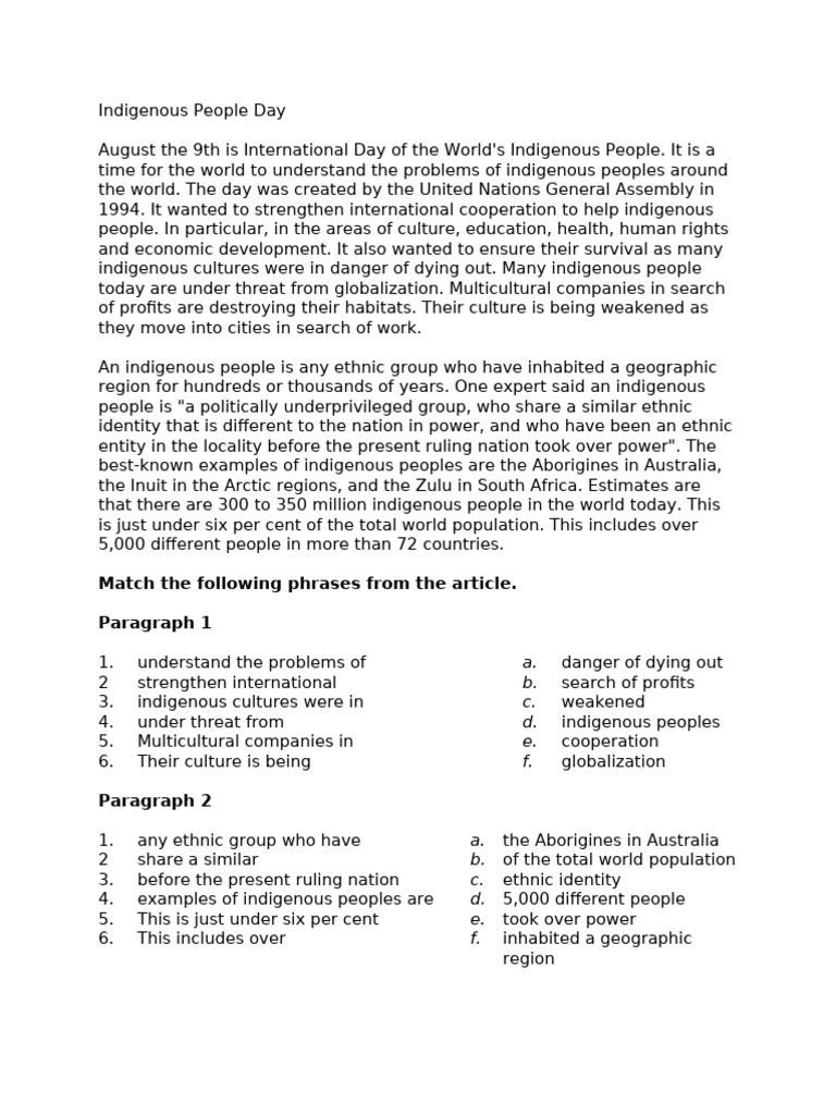 Lesson 7 Indigenous People Day | PDF