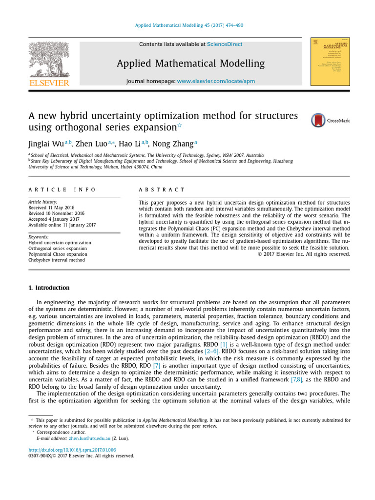 A New Hybrid Uncertainty Optimization Method For Structures Using Orthogonal Series Expansion ...