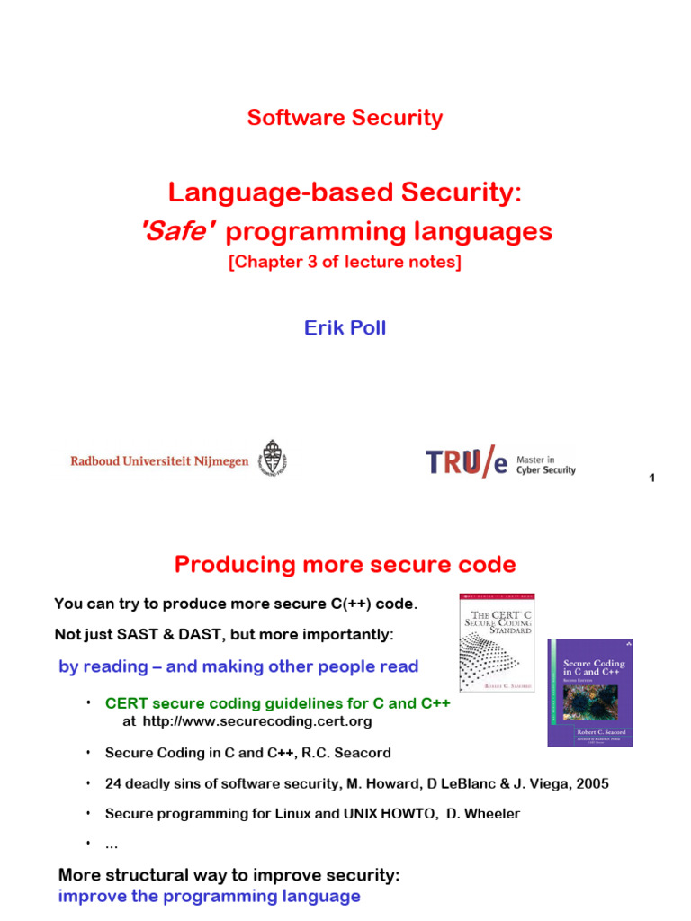 5 LanguageBasedSecurity Safety | PDF | Pointer (Computer Programming) | Java Virtual Machine