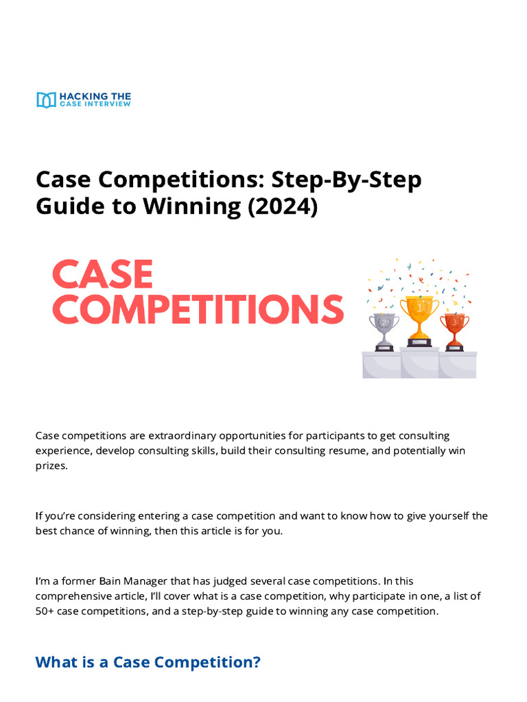 Winning Strategies for Case Competitions | PDF | Mergers And ...