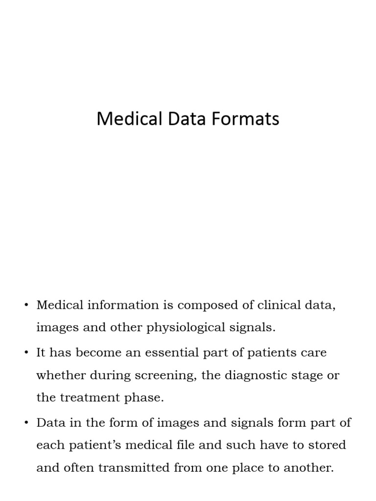 Medical Data Formats, Medical Databases, ILIS | PDF | Medical Imaging ...