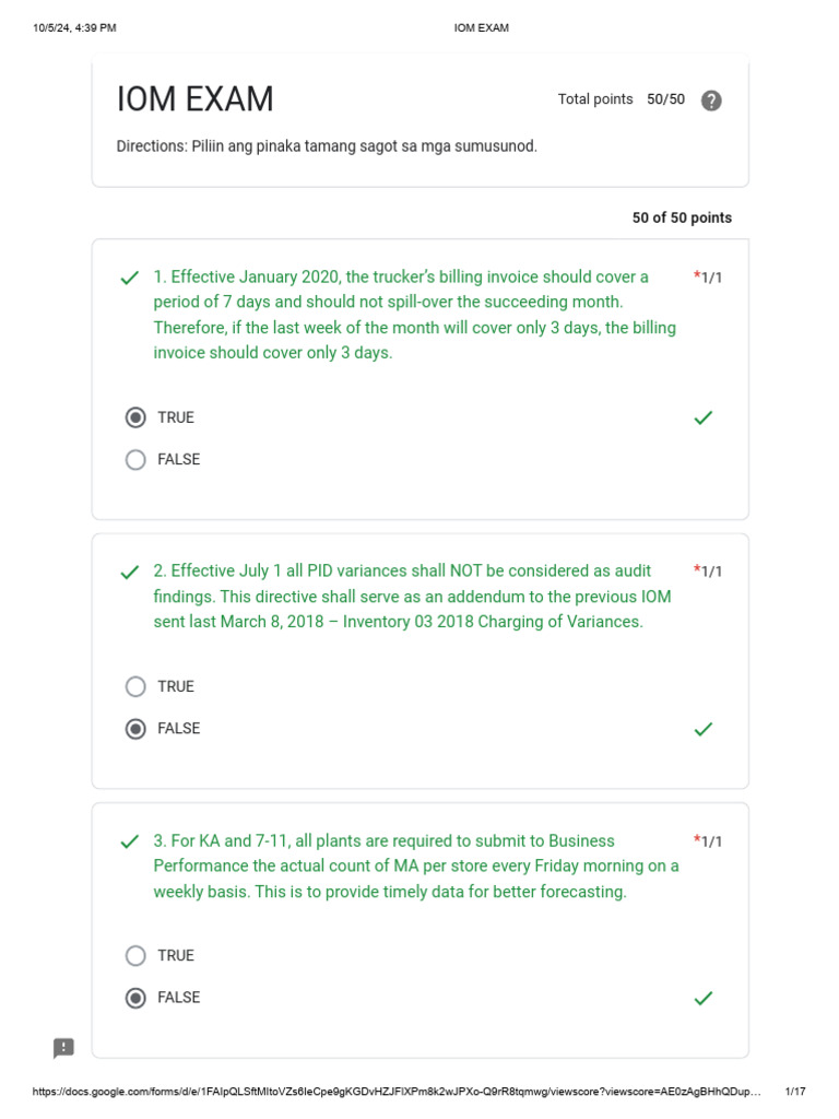 IOM EXAM | PDF | Receipt