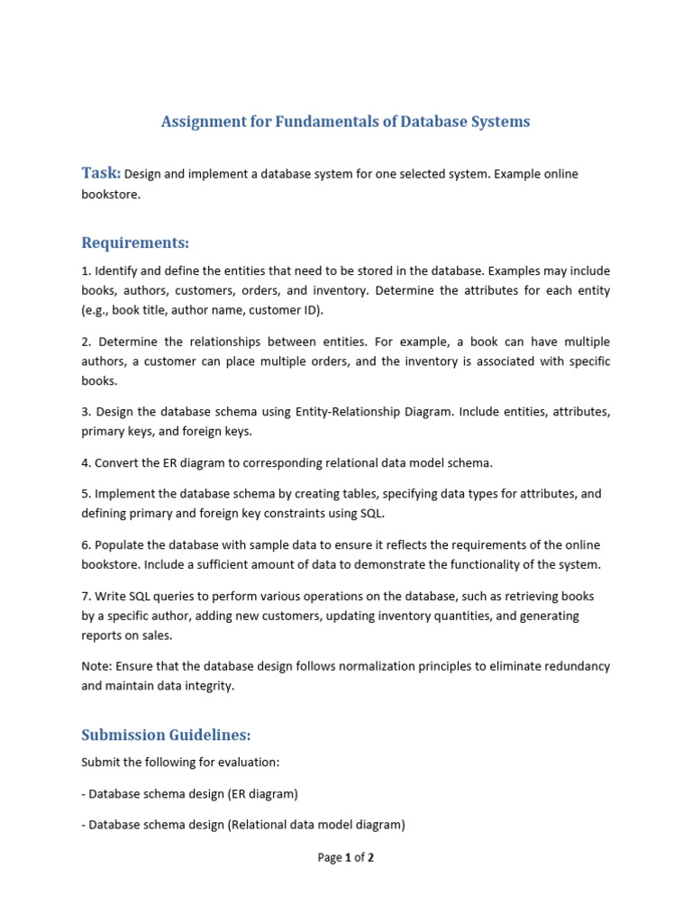 Assignment For Fundamentals of Database Systems | PDF