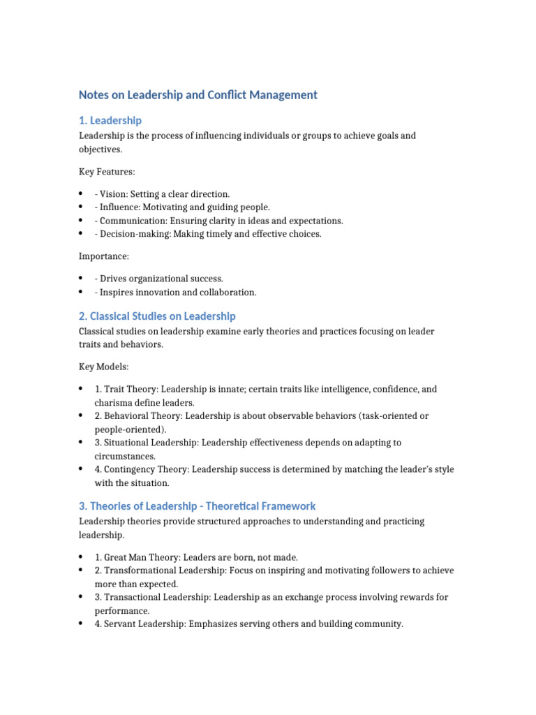 Leadership in Conflict Management | PDF | Leadership | Transformational ...