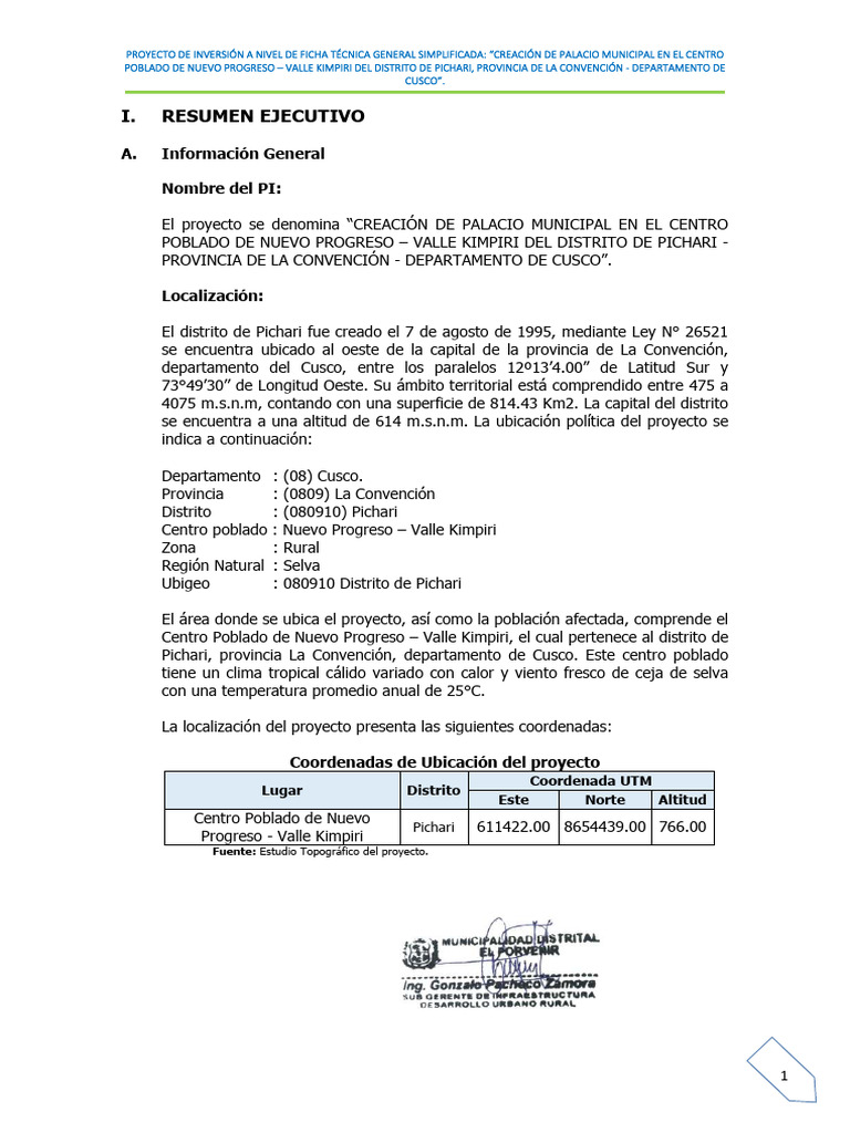 Resumen Ejecutivo Nuevo Progreso - Valle Kimpiri | PDF | Clima ...