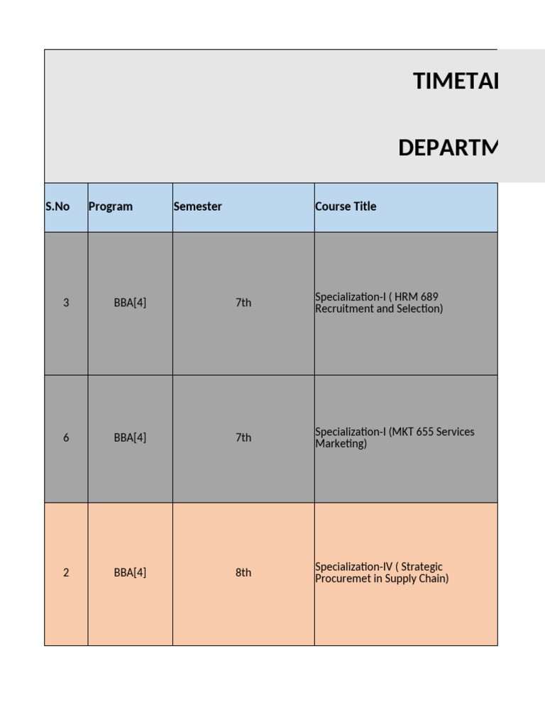 Timetable fall 24 | PDF | Business | Business Process