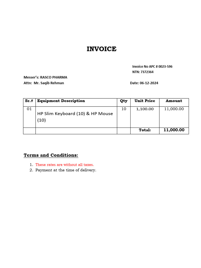 Invoice No# 0023-597 of Rasco Pharama Keyboard Mouse | PDF