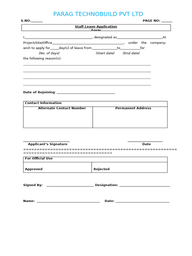 Leave Application Form | PDF