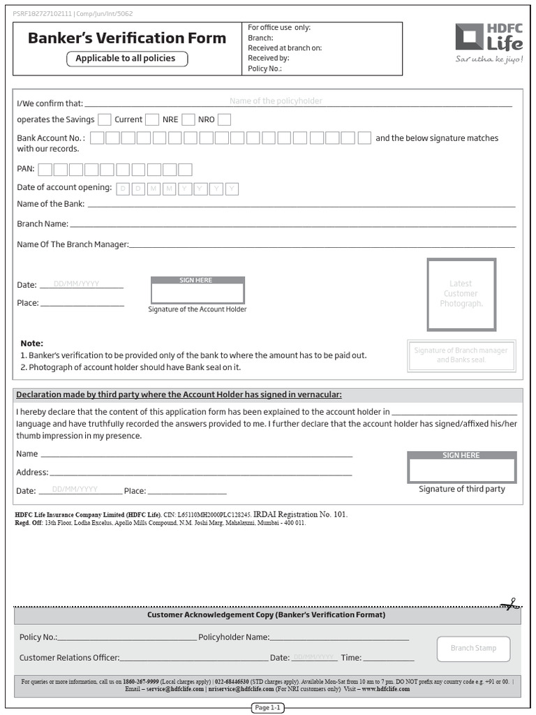 Bankers Verification Format V1 | PDF | Personal Finance | Service ...