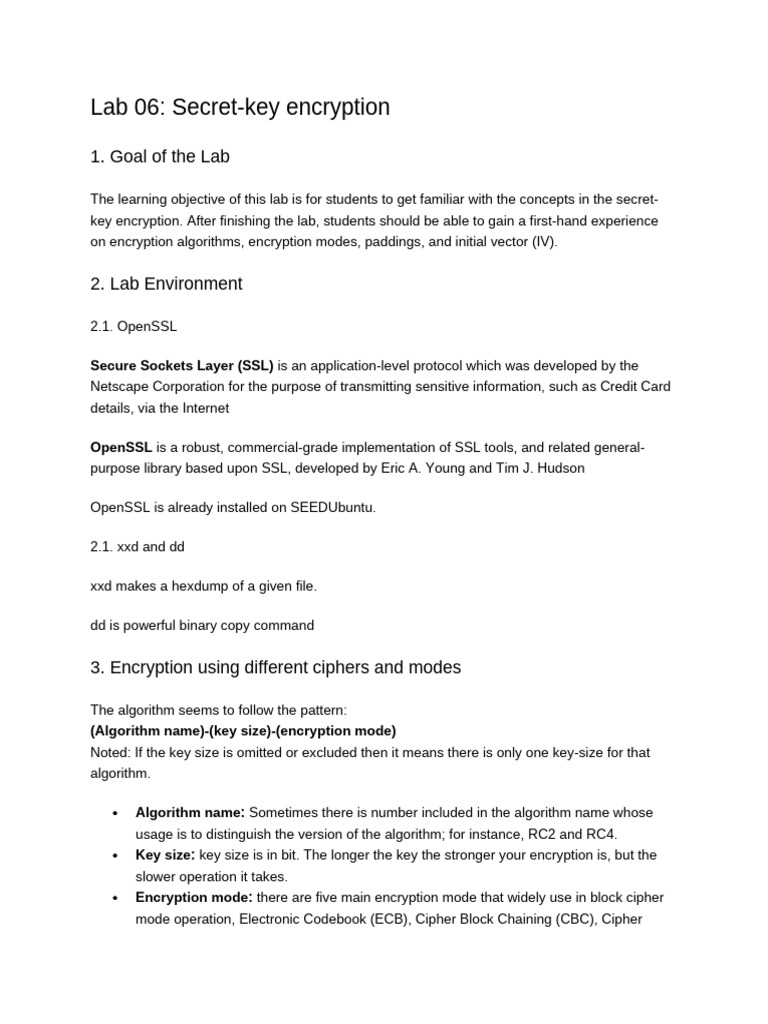LAB - OpenSSL - Secret-key-Encryption | PDF | Cryptography | Secure Communication