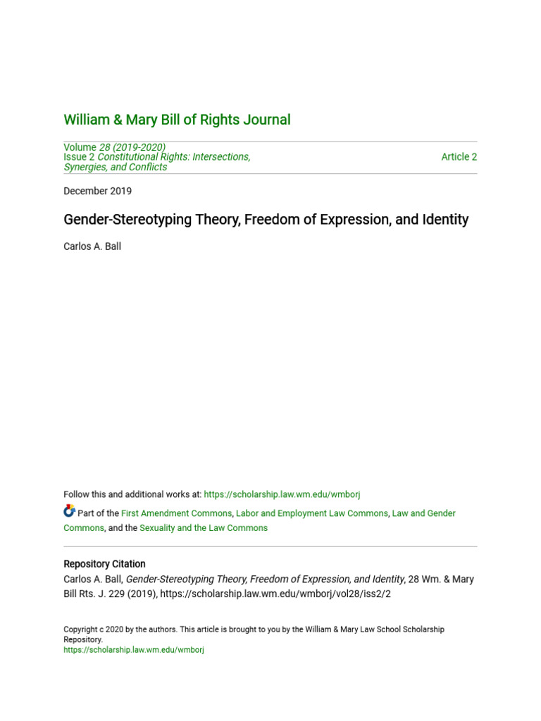 Gender-Stereotyping Theory Freedom of Expression and Identity | PDF ...
