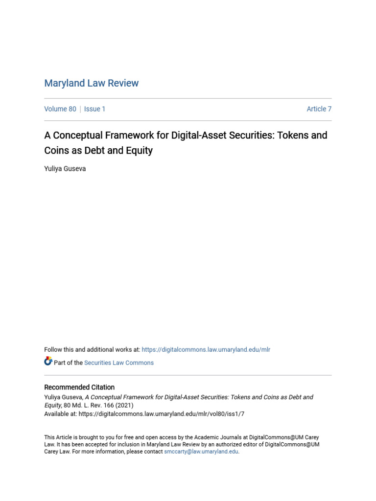 Digital-Asset Securities Framework | PDF | Cryptocurrency | Commodity ...