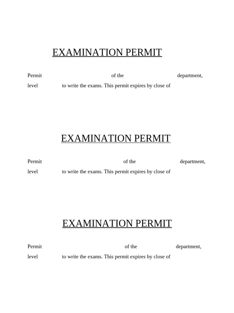 Examination Permit | PDF
