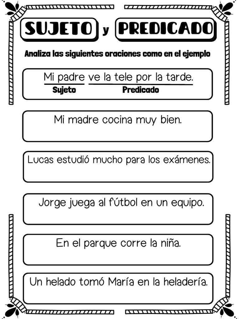 Ficha Sujeto y Predicado | PDF