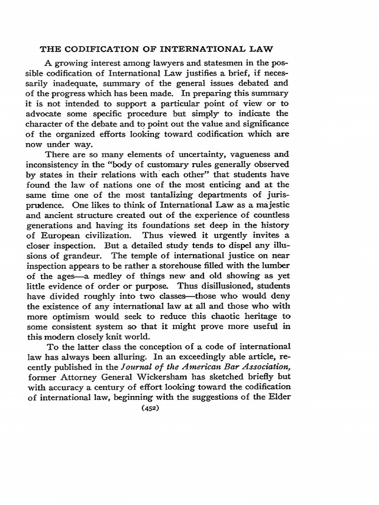 Codification of International Law Overview | PDF | International Law ...