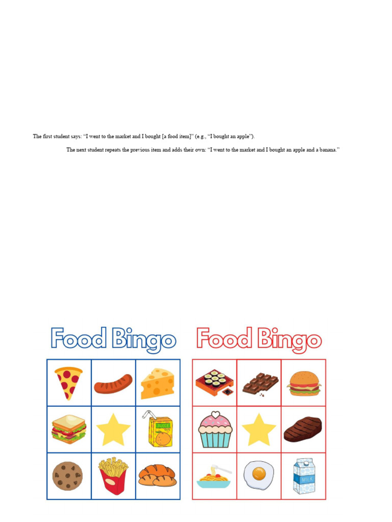 Food Bingo | PDF