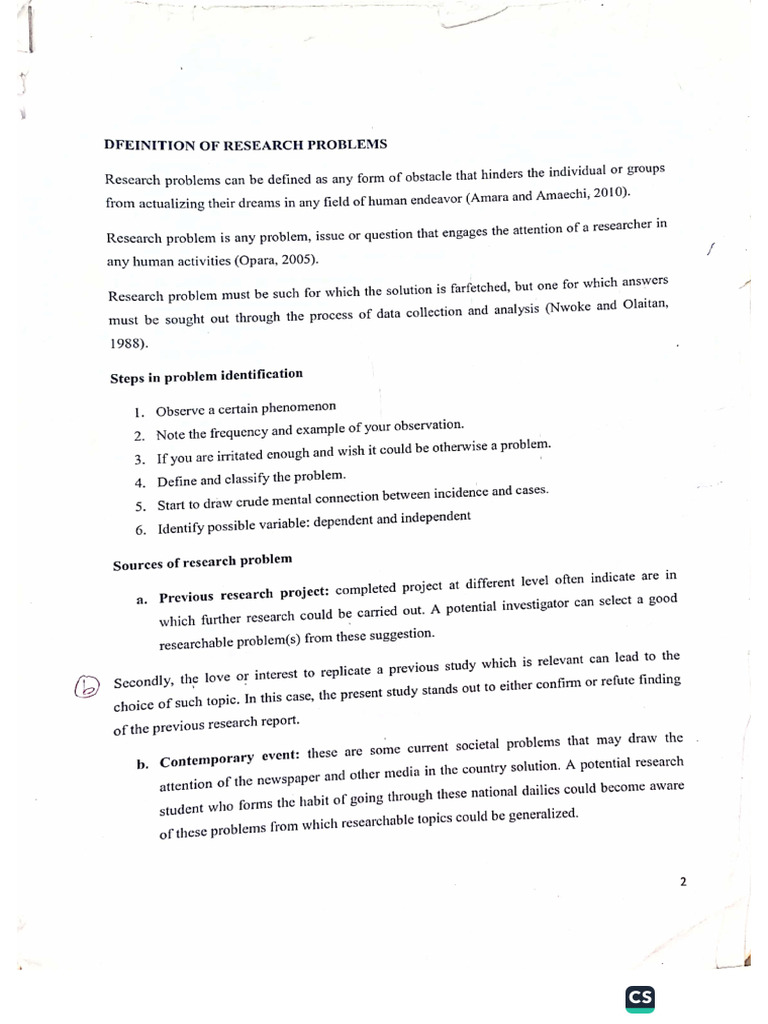 Definition of Research Problem | PDF
