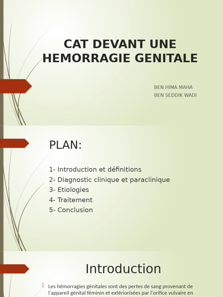 Cat Devant Une Hemorragie Genitale6 | PDF | Spécialités médicales | Médecine clinique
