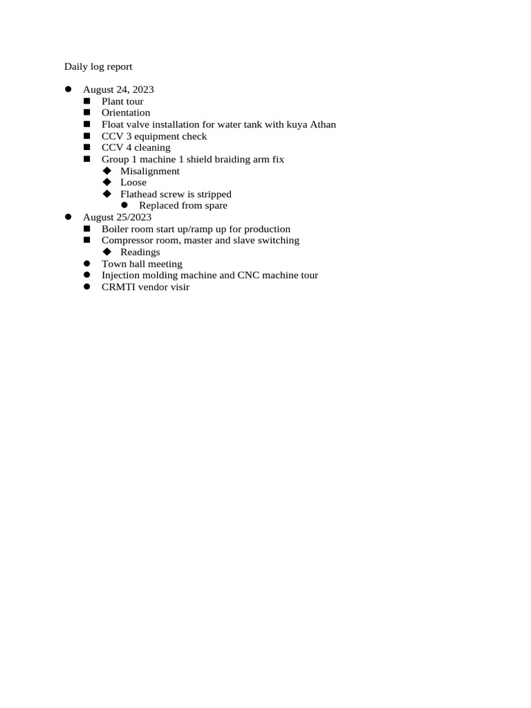 Daily Log Report | PDF