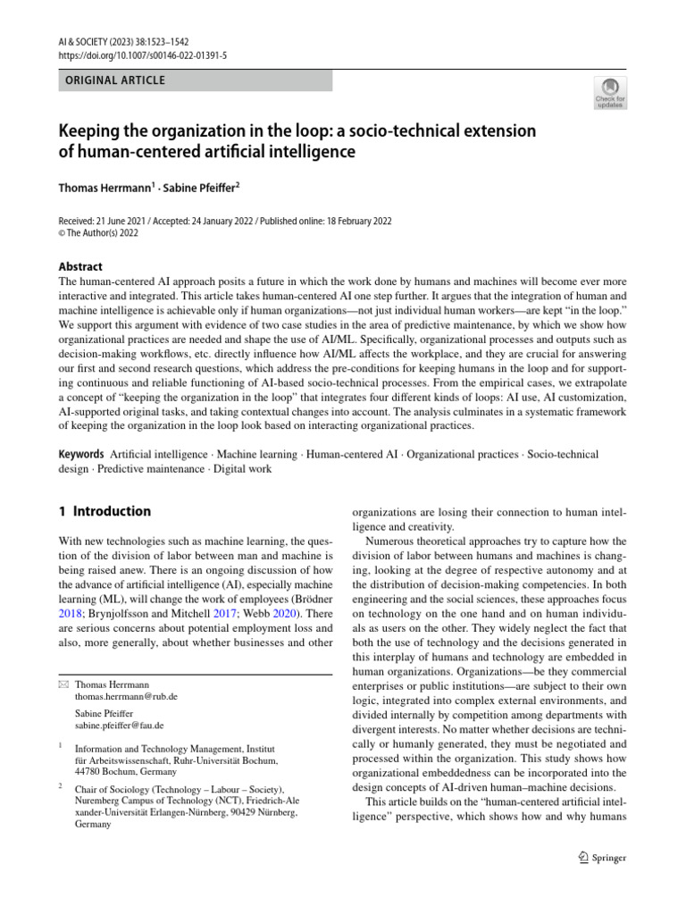 Herrmann and Pfeiffer - 2023 - Keeping The Organization in The Loop A Socio-Tech | PDF ...