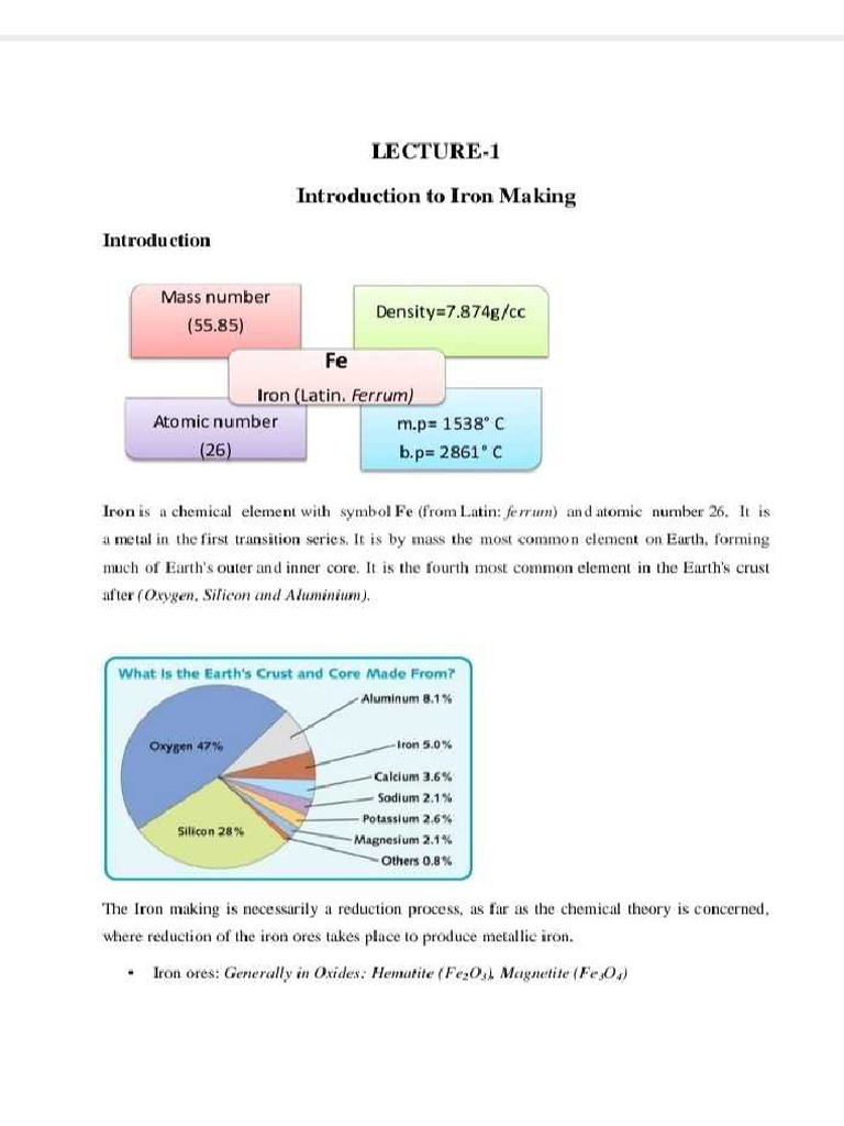 Iron Making - Lectere1 (Introduction To Iron Making) | PDF