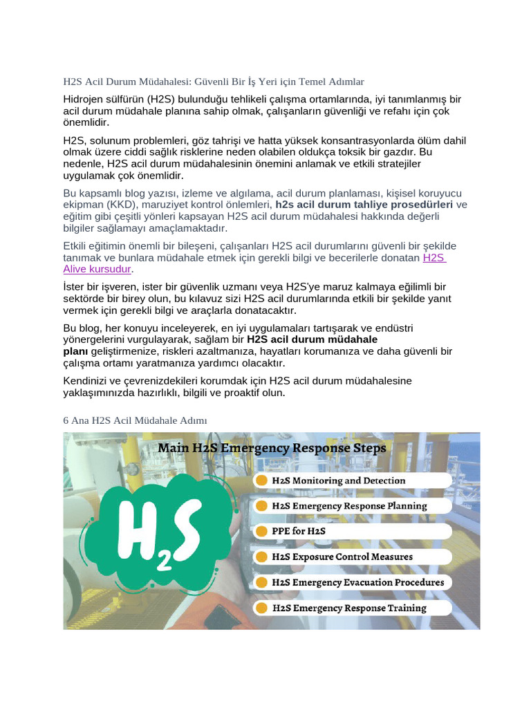 H2S Acil Durum Müdahalesi | PDF