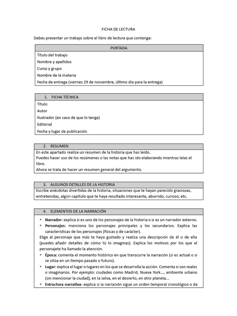 Ficha de Lectura | PDF | Narración