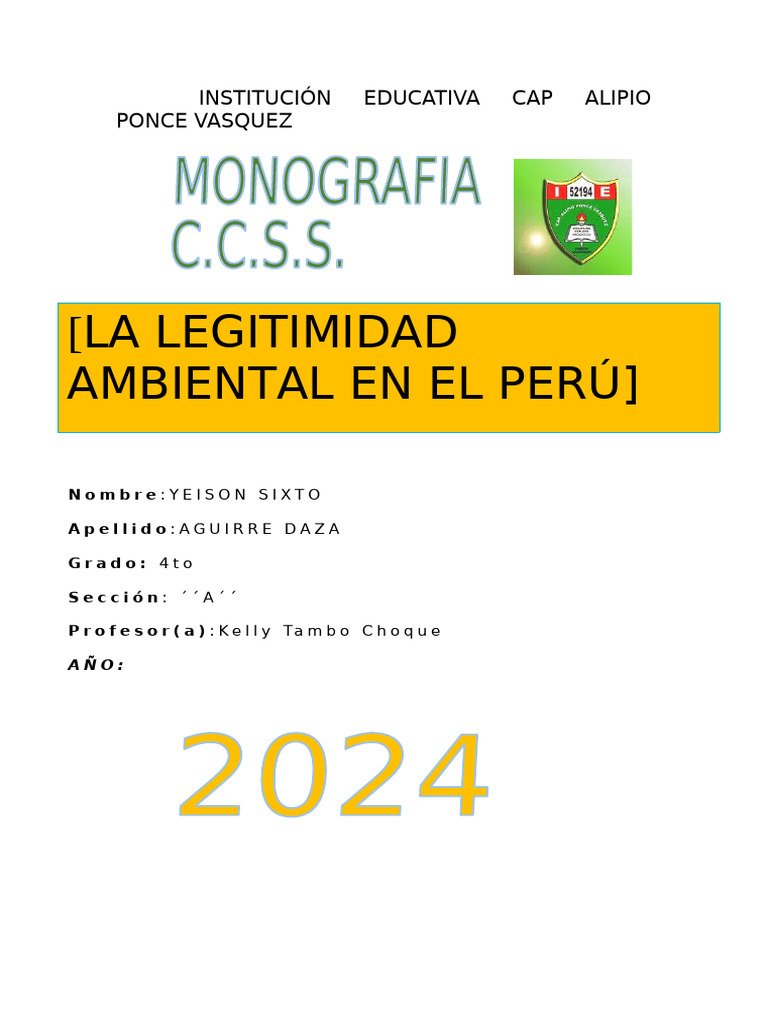 Institución Educativa Cap Alipio Ponce Vasquez | PDF | Derecho Constitucional | Entorno natural