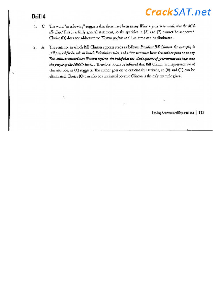 SAT Reading Practice Test 4 Answer Explanations | PDF