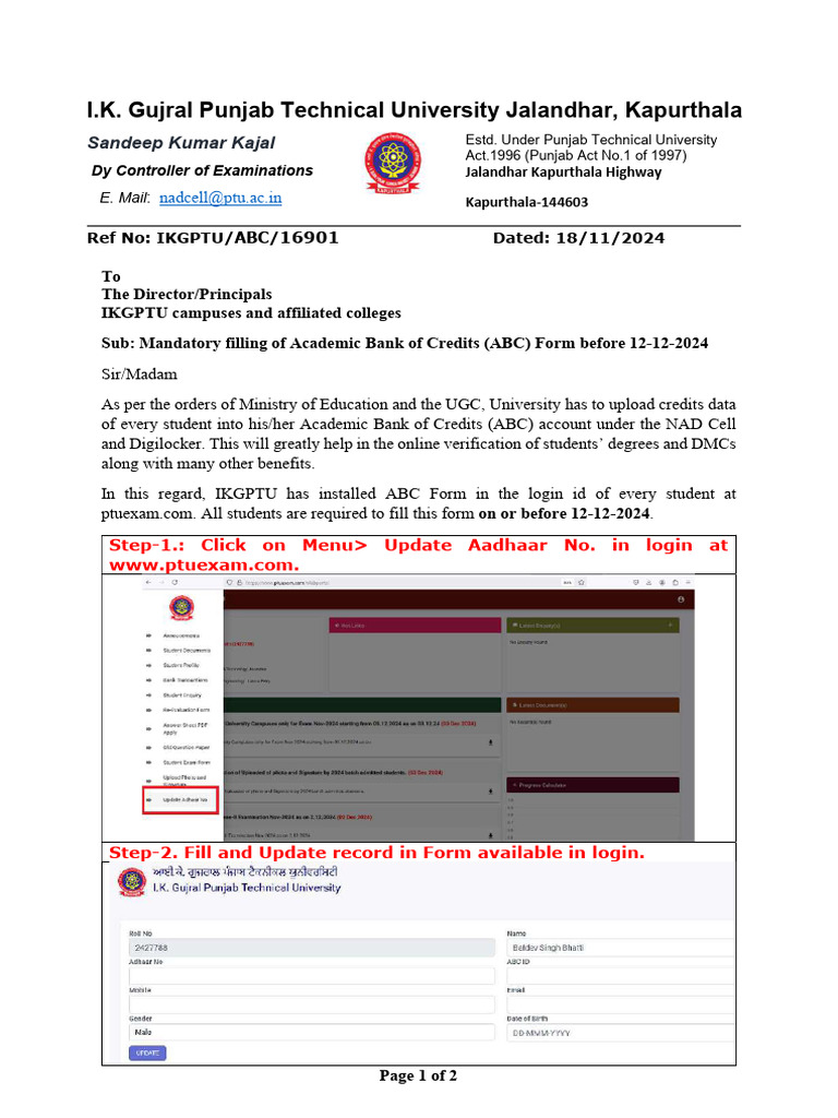 I.K. Gujral Punjab Technical University Jalandhar, Kapurthala | PDF | Access Control ...