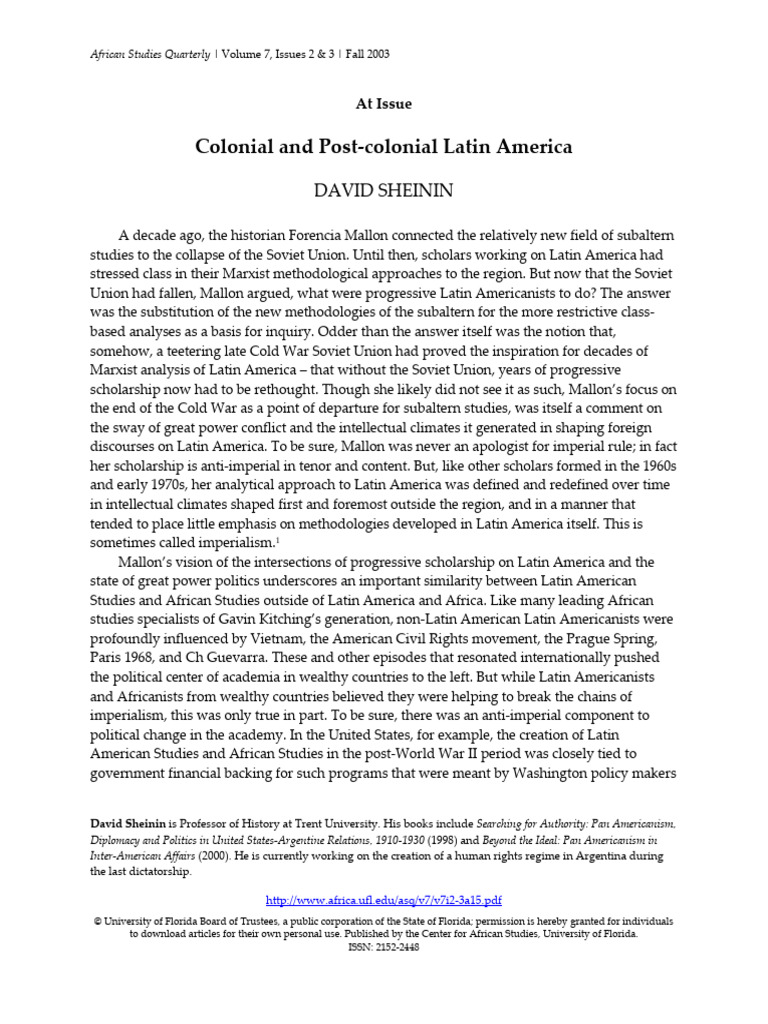 Sheinin Response Vol 7 Issues 23 | PDF | Latin America | Postcolonialism