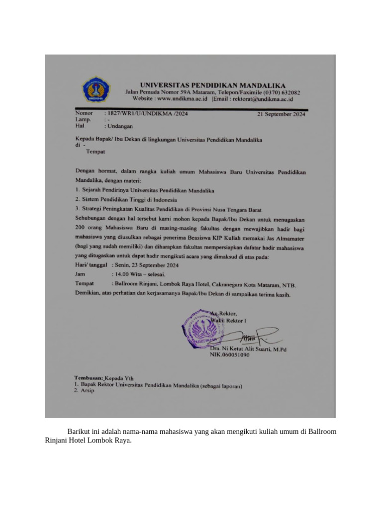 Kuliah Umum Perwakilan Maba 2024 | PDF