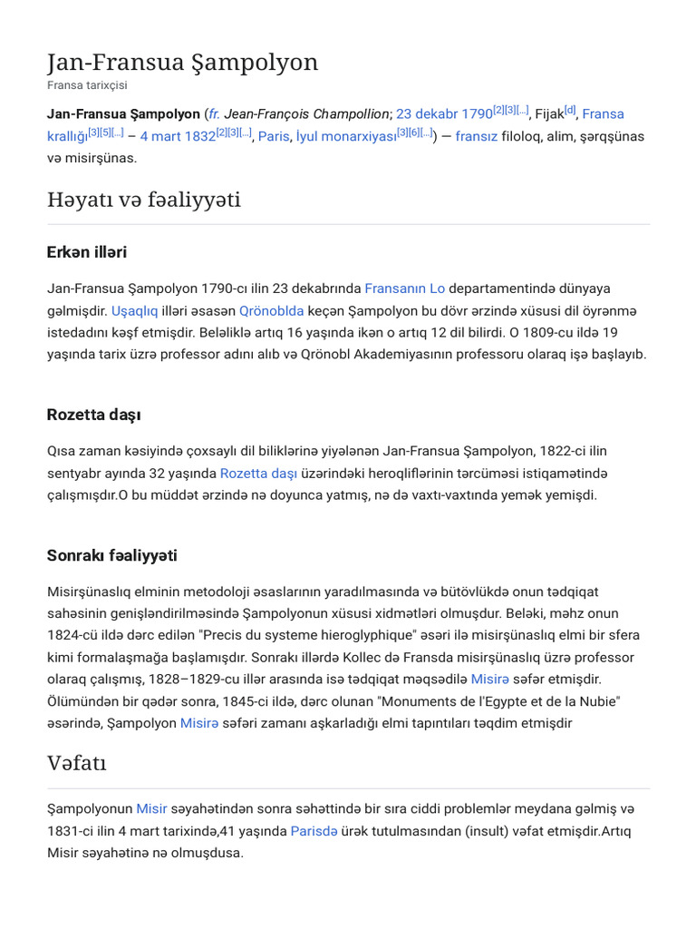 Jan-Fransua Şampolyon — Vikipediya | PDF