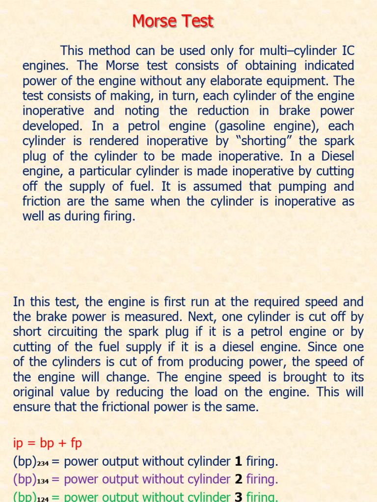 Morse Test | PDF | Internal Combustion Engine | Engines