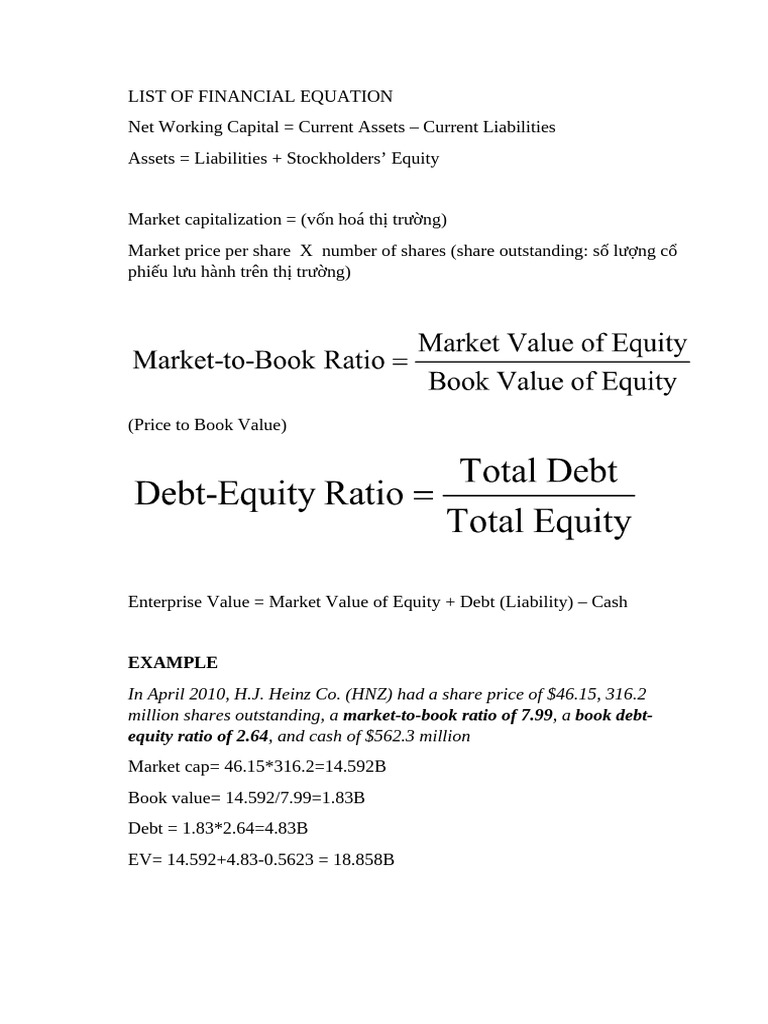 LIST OF FINANCIAL EQUATION (Updated) | PDF