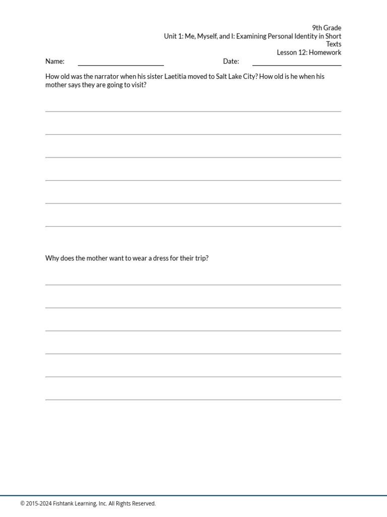 Lesson 12 Handout Homework | PDF