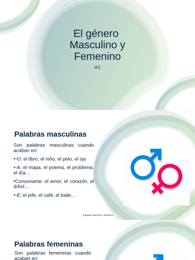 Género Masculino y Femenino en Español | PDF