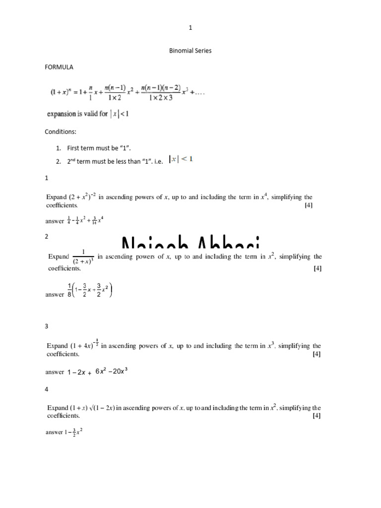 Binomial Series | PDF