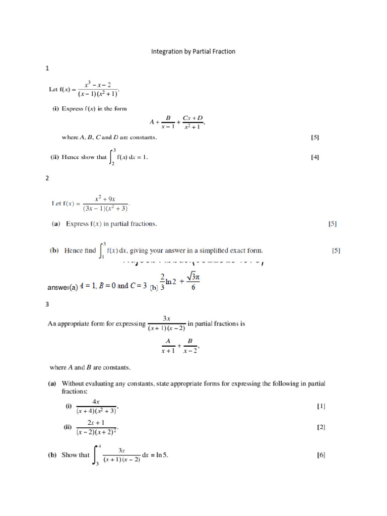 Integration by Partial Fraction | PDF