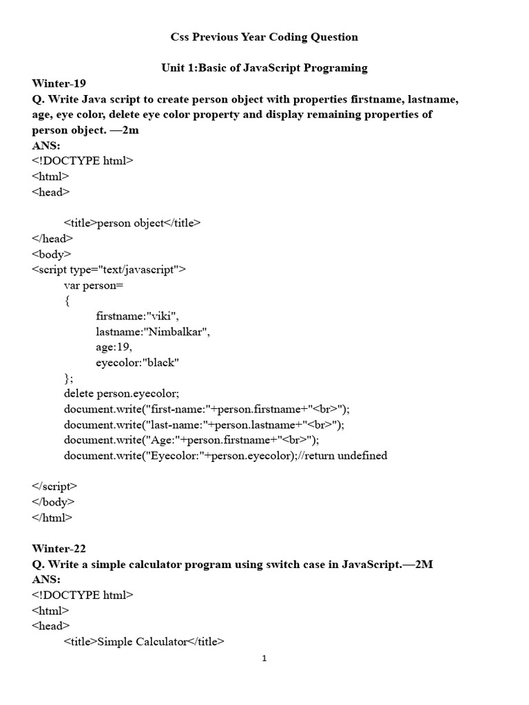 Css Previous Year Coding Question | PDF | Java Script | Http Cookie