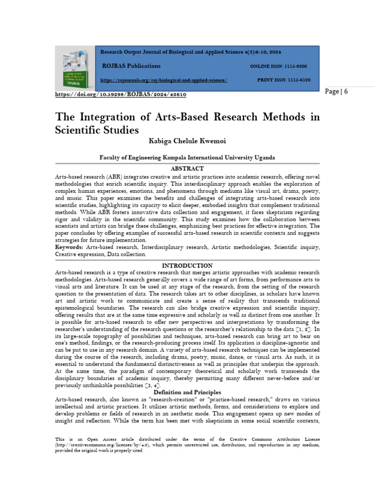 The Integration of Arts-Based Research Methods in Scientific Studies (WWW - Kiu.ac - Ug) | PDF ...