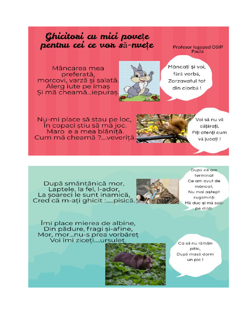 Ghicitori Cu Mici Povete | PDF