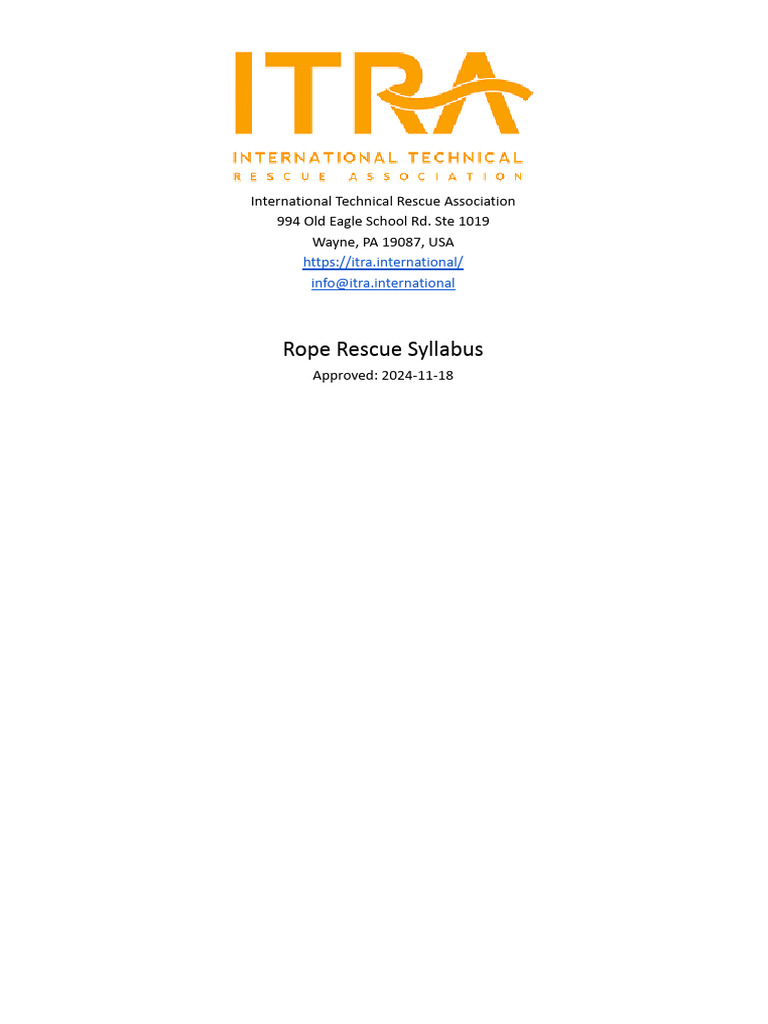 ITRA Rope Rescue Syllabus | PDF | Knot | Rope