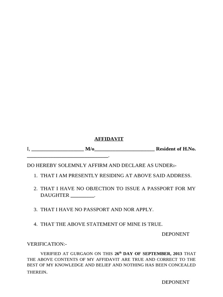 Affidavit for Passport | PDF
