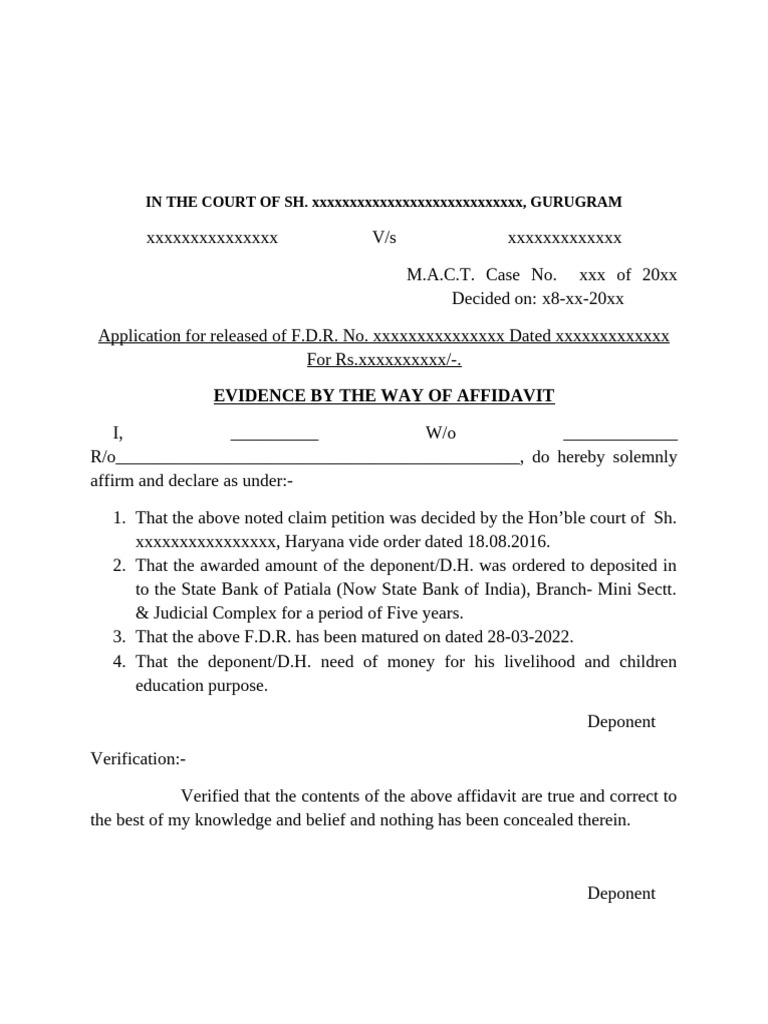 FDR Release Application Affidavit | PDF