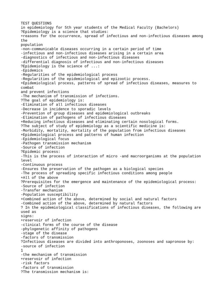 TEST-QUESTIONS-ASSYST | PDF | Infection | Epidemics
