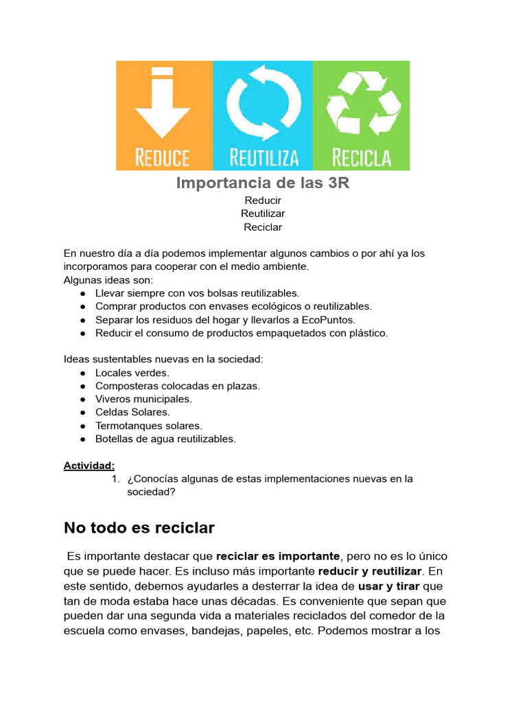 Las 3 r Del Reciclaje | PDF