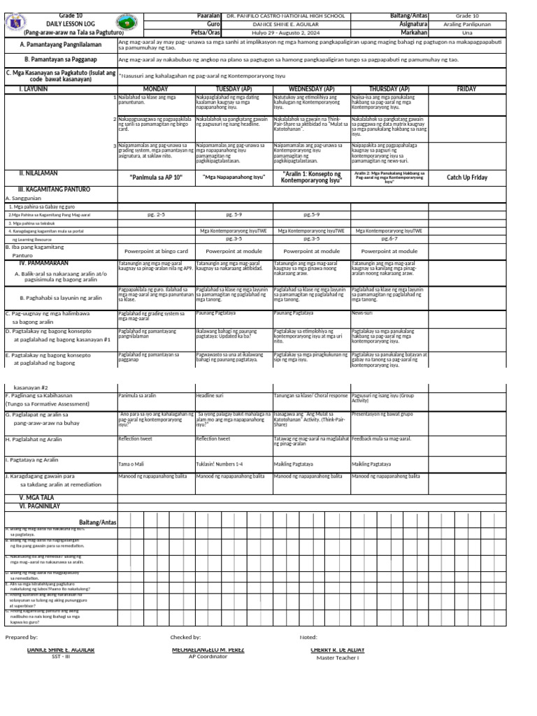DLL Ap10 Week 1 Q1 | PDF